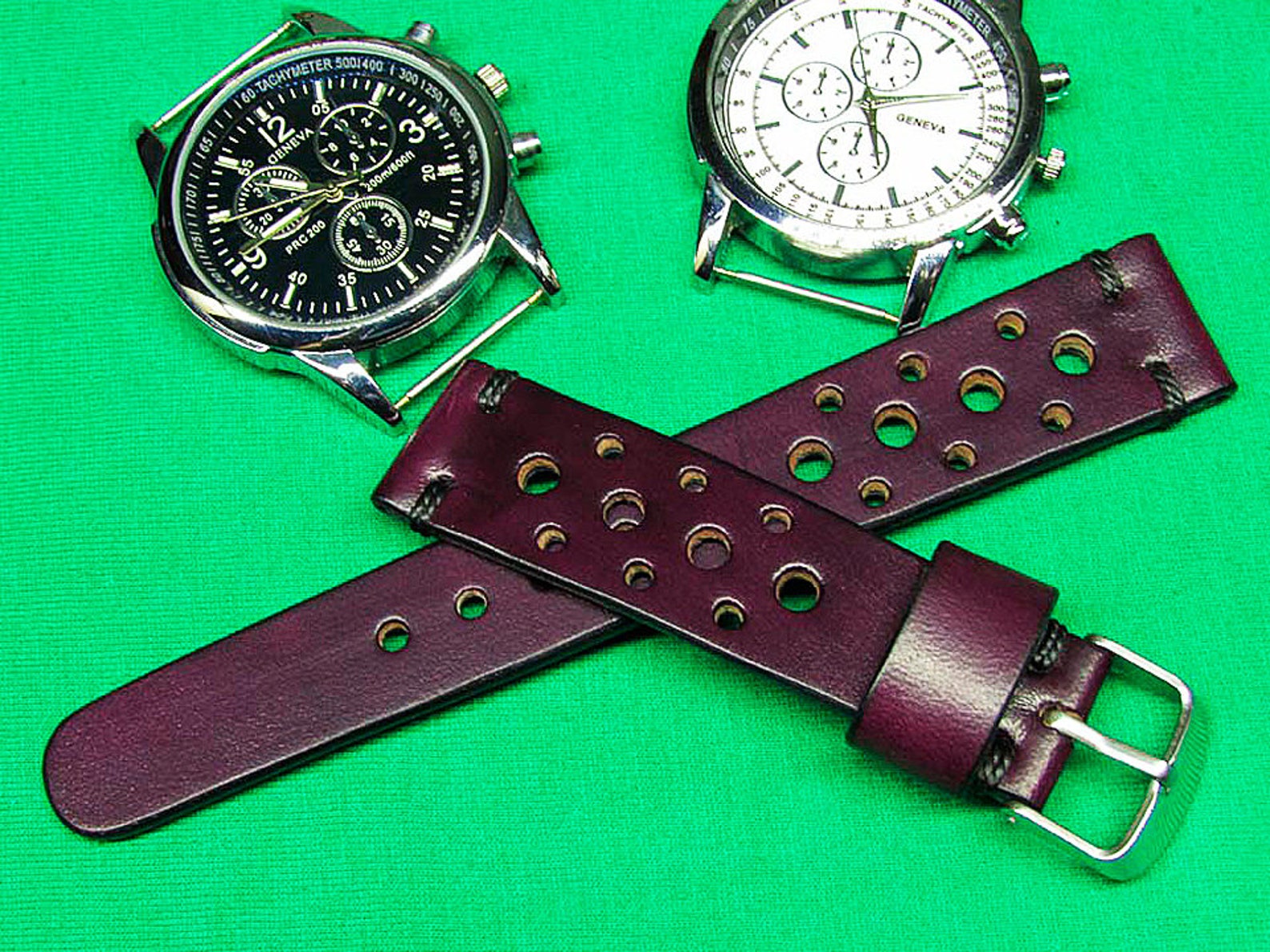 Handmade Rally Watch Strap Horween Dark Burgundy Leather: 18mm-24mm ...