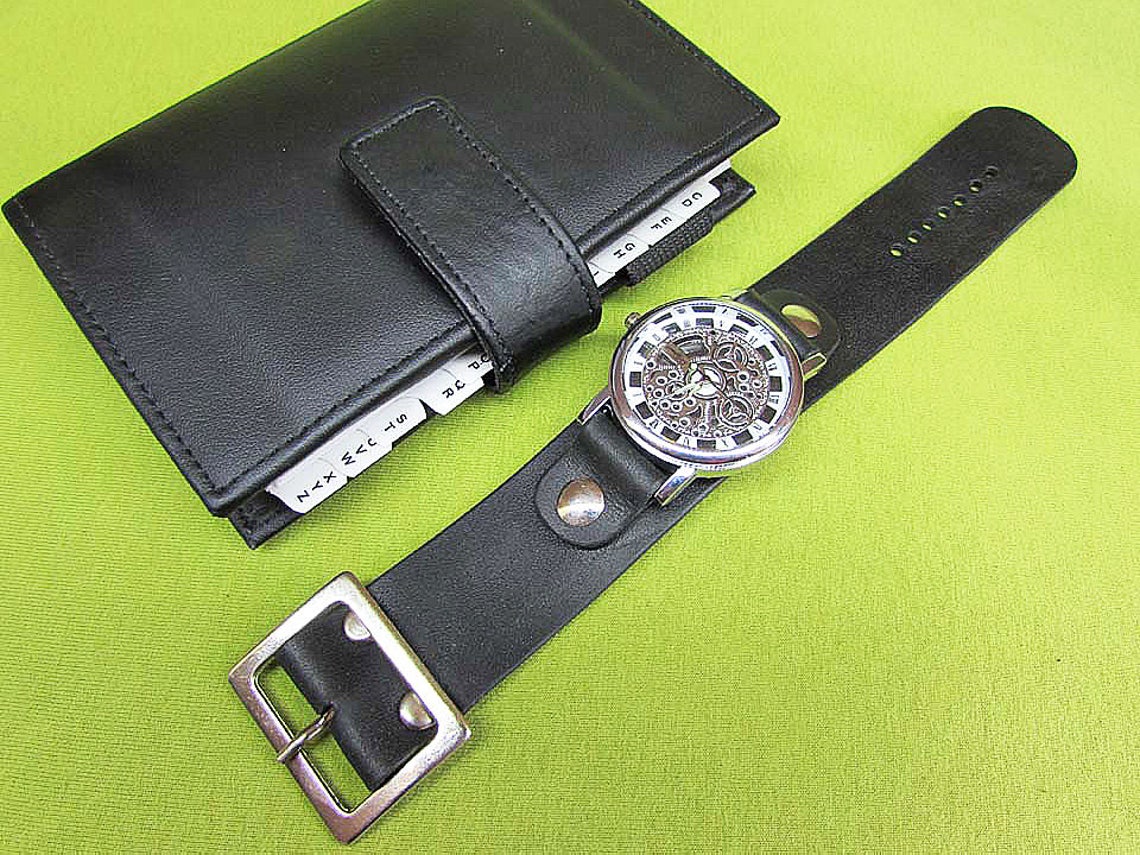 Handmade Black Watch Cuff Strap: 16mm-24mm, Watch Band, Italian ...