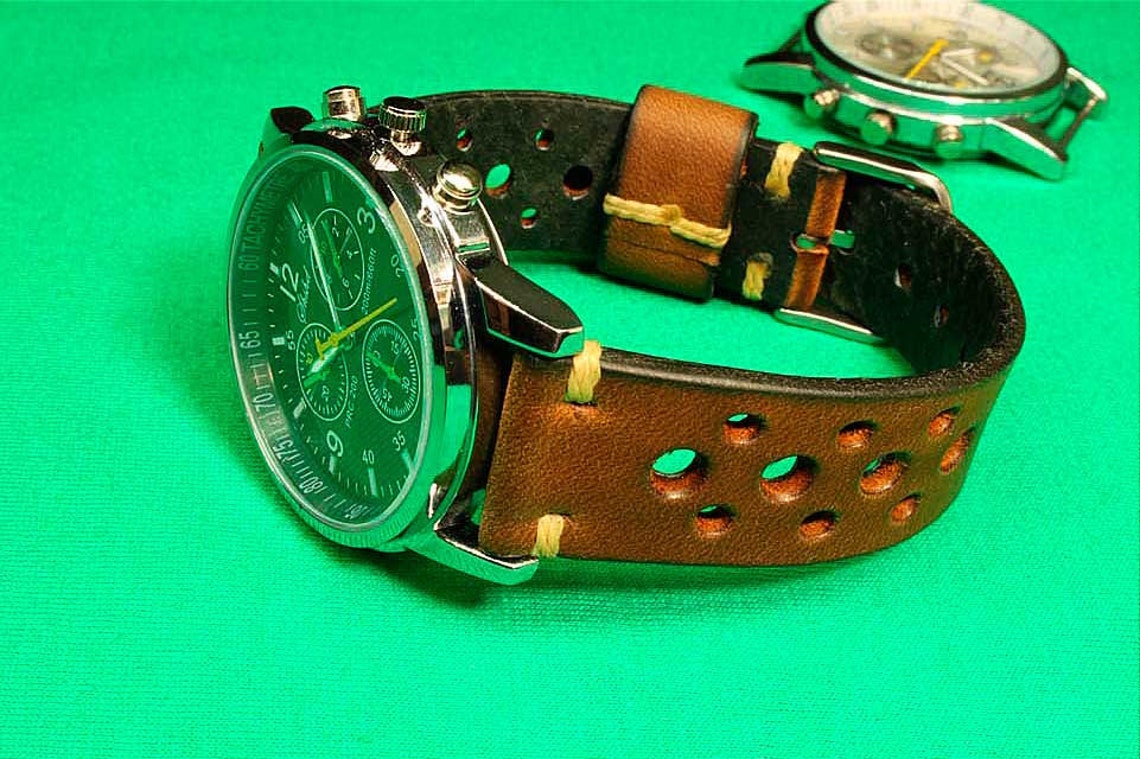 Handmade Leather Watch Strap Rally Watch Strap of Distressed - Etsy