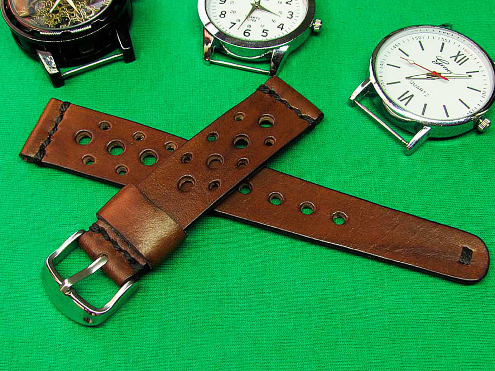 Handmade Rally Watch Strap Horween Brown Chromexcel Leather - Etsy