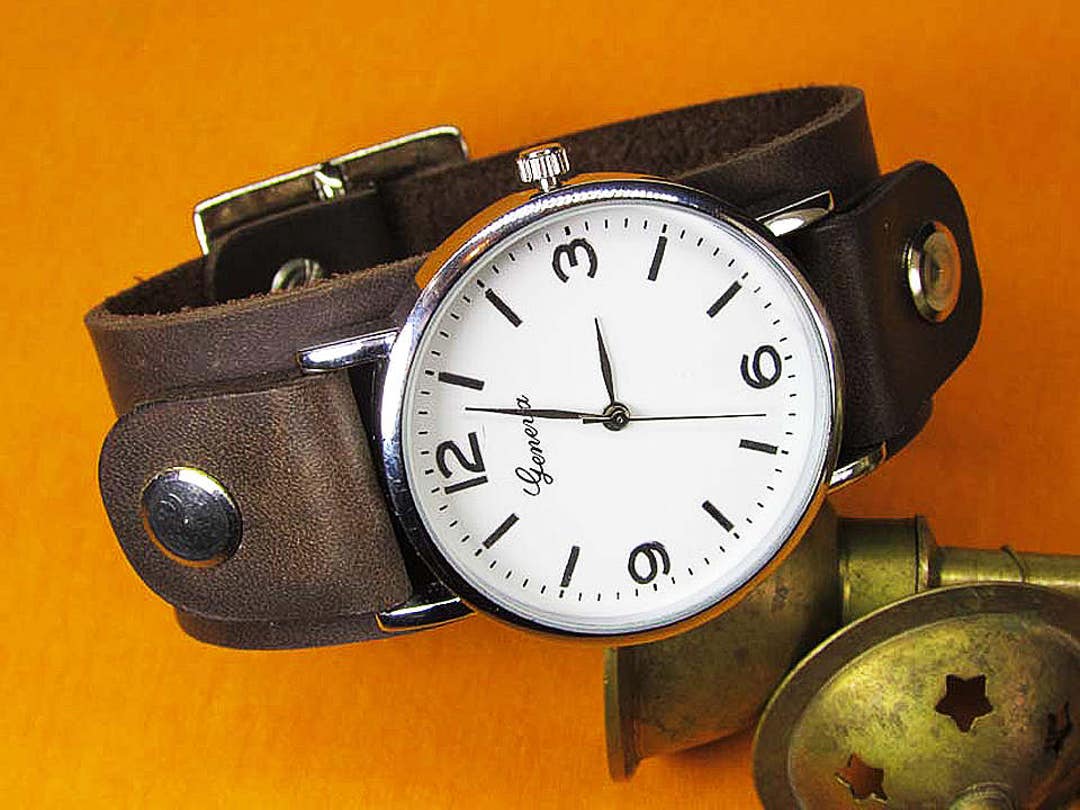 Handmade Brown Watch Cuff Strap Mens Watch Leather Strap 16mm, 18mm ...