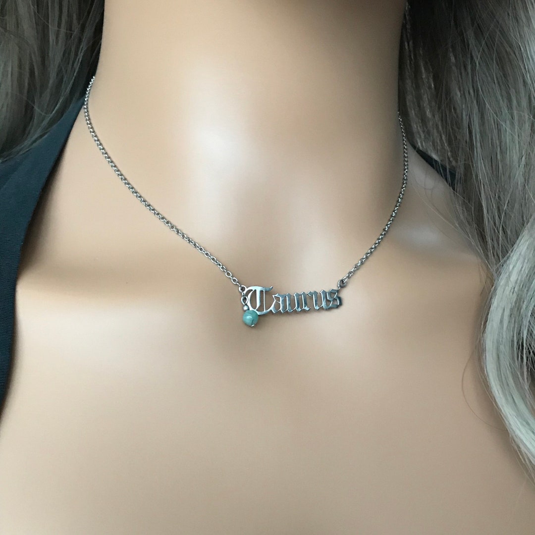 Taurus Zodiac Necklace, Taurus Emerald Necklace, Stainless Steel NON ...