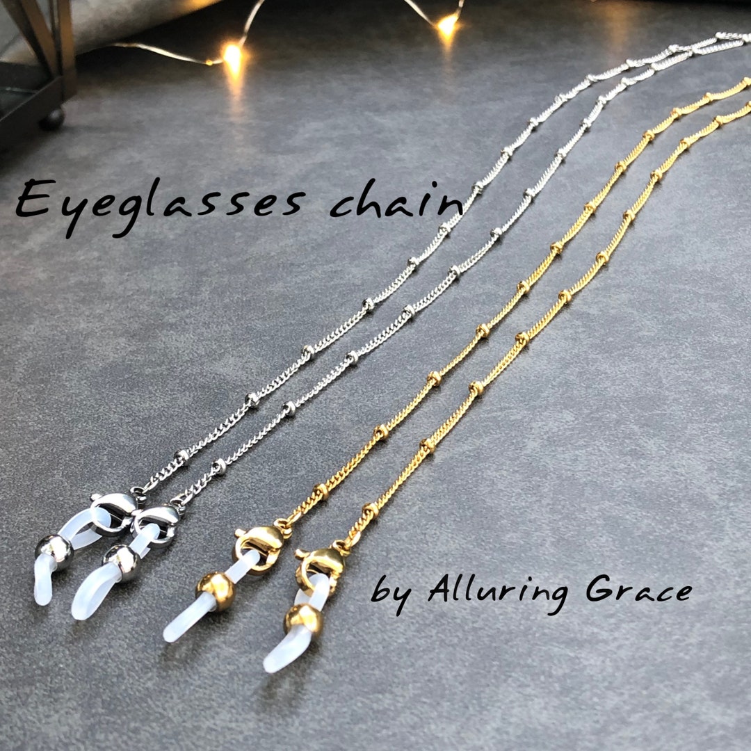 Stainless Steel Eyeglasses Chain, Never Tarnish Eyeglasses Holder, New Strong Silicone Glasses ...