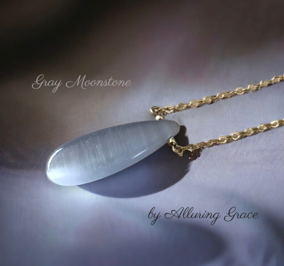 Gray Moonstone Gold Filled or Silver Necklace, AAA Grade Gray Moonstone ...