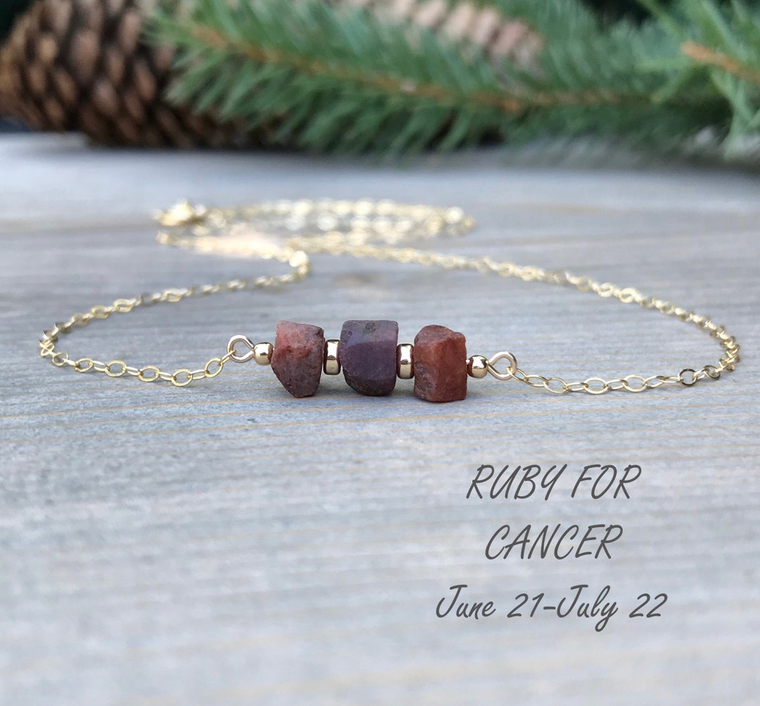 6-7mm Raw Ruby Necklace, Gold Filled Ruby Necklace, Cancer Birthstone ...