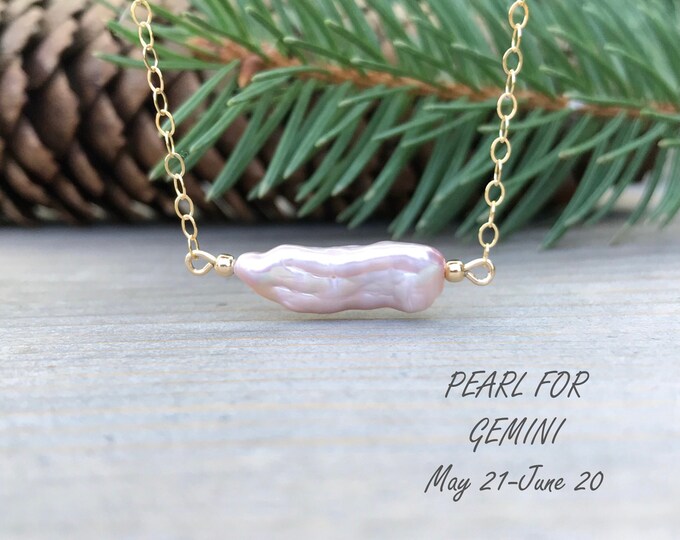 8mm Fresh Water Pearl Necklace, Gold Filled Pearl Necklace, Gemini ...