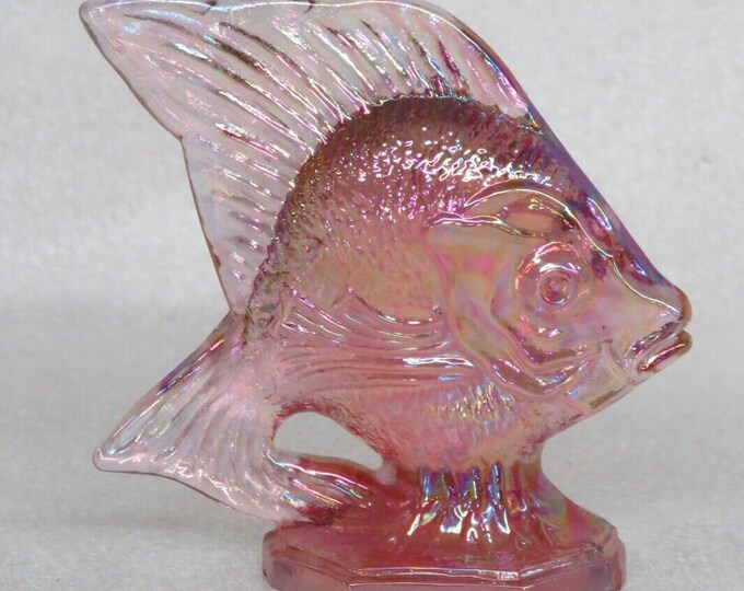 Fenton Dark Pink Iridescent Art Glass Sunfish Fish Small Figurine 3541B ...