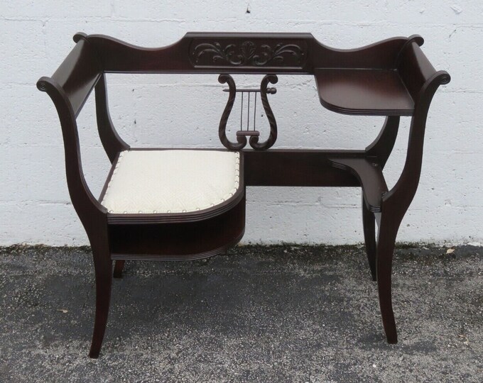 1940s Carved Harp Shape Mahogany Wood Telephone Table 4996 SHIPPING NOT ...
