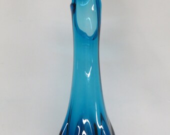 Tall Blue Glass Vase - Etsy