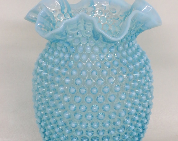 Fenton Opalescent Blue Hobnail Squat Vase - Etsy