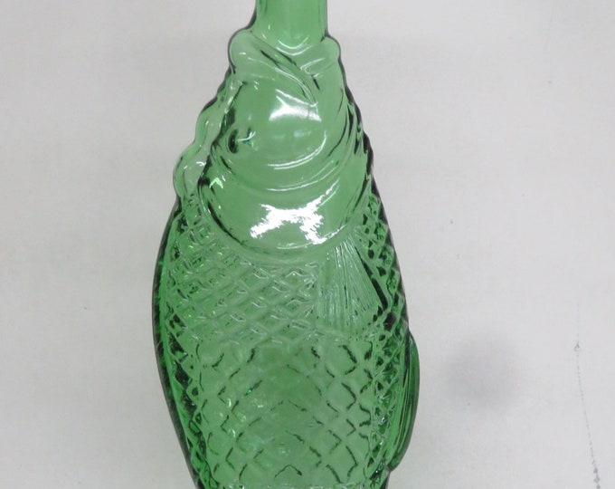 Green Fish Glass Bottle Decanter With a Cork Stopper 4228B - Etsy