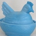 Blue Slag Glass Chicken Hen on Nest Small Covered Dish 2914B - Etsy