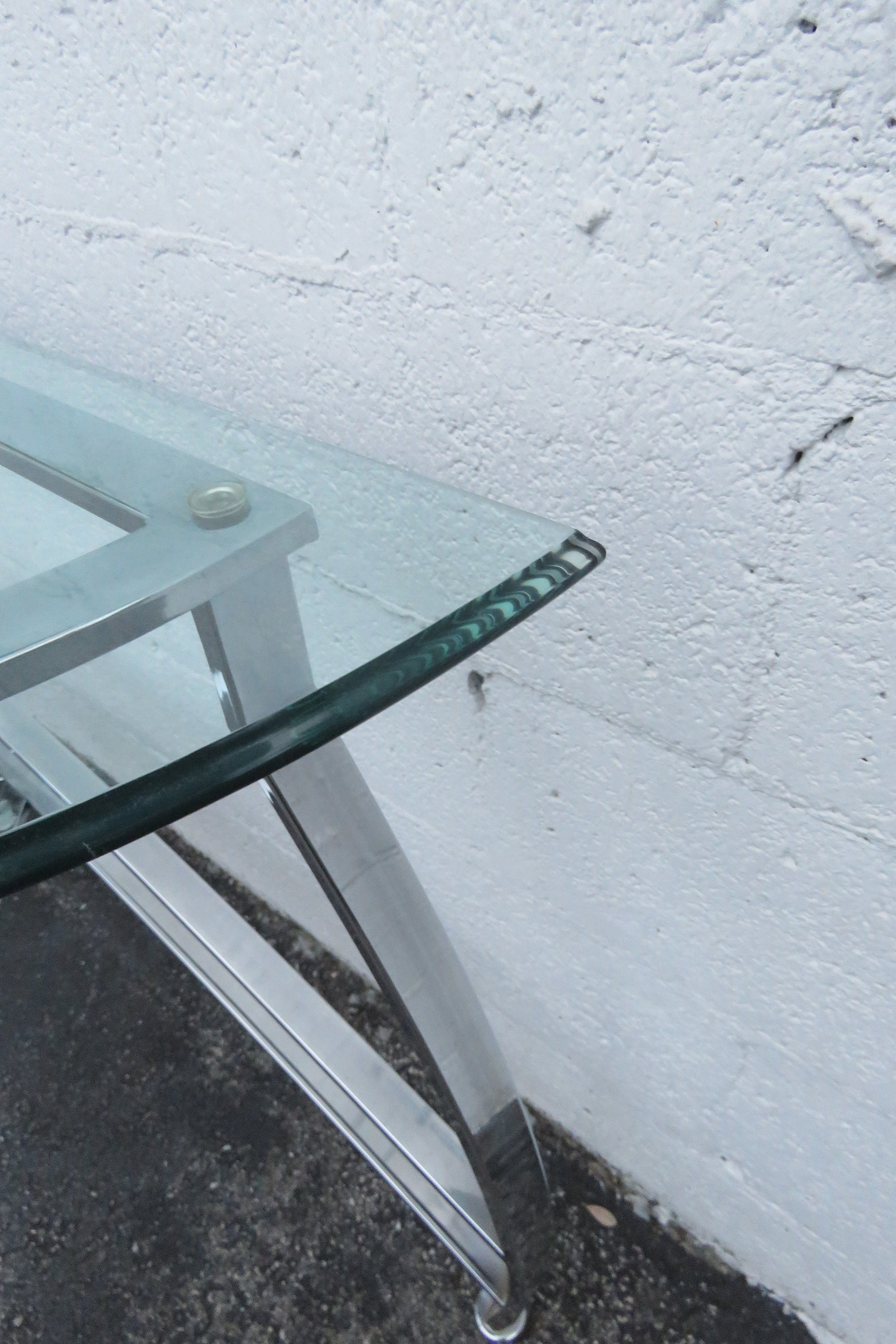 Mid Century Modern Chrome and Glass Top Console Table 3794 - Etsy