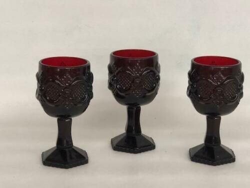 Avon Cape Cod Ruby Red Glass Set of 3 Small Wine Cordial | Etsy