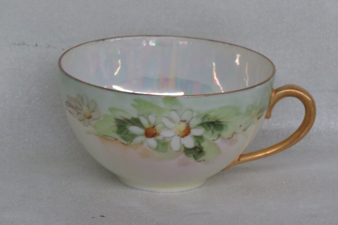 Lena Germany Bone China Lusterware Floral Green and Gold Coffee Tea Cup ...