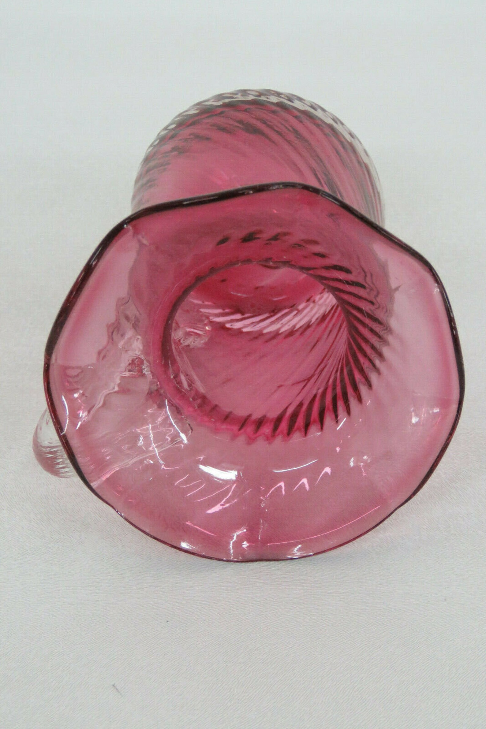 Pilgrim Style Cranberry Glass Ruffled Rim Small Pitcher Vase | Etsy