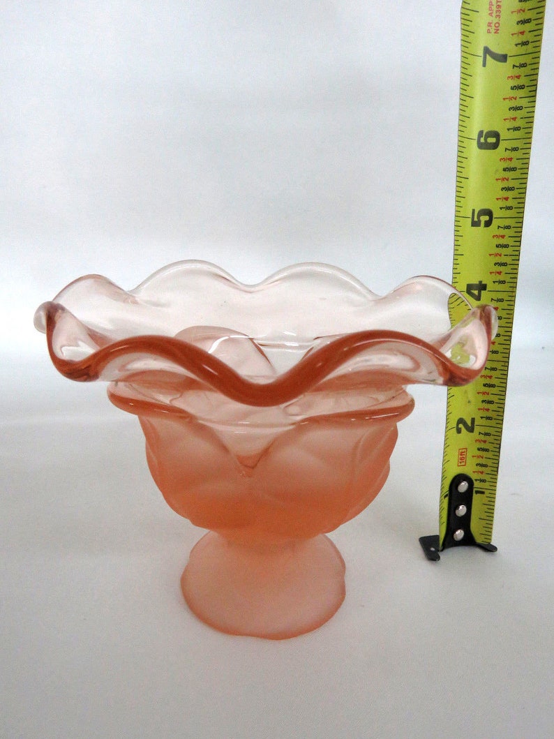 Viking Glass Epic Leaf Satin Pink Ruffled Rim Candy Dish - Etsy