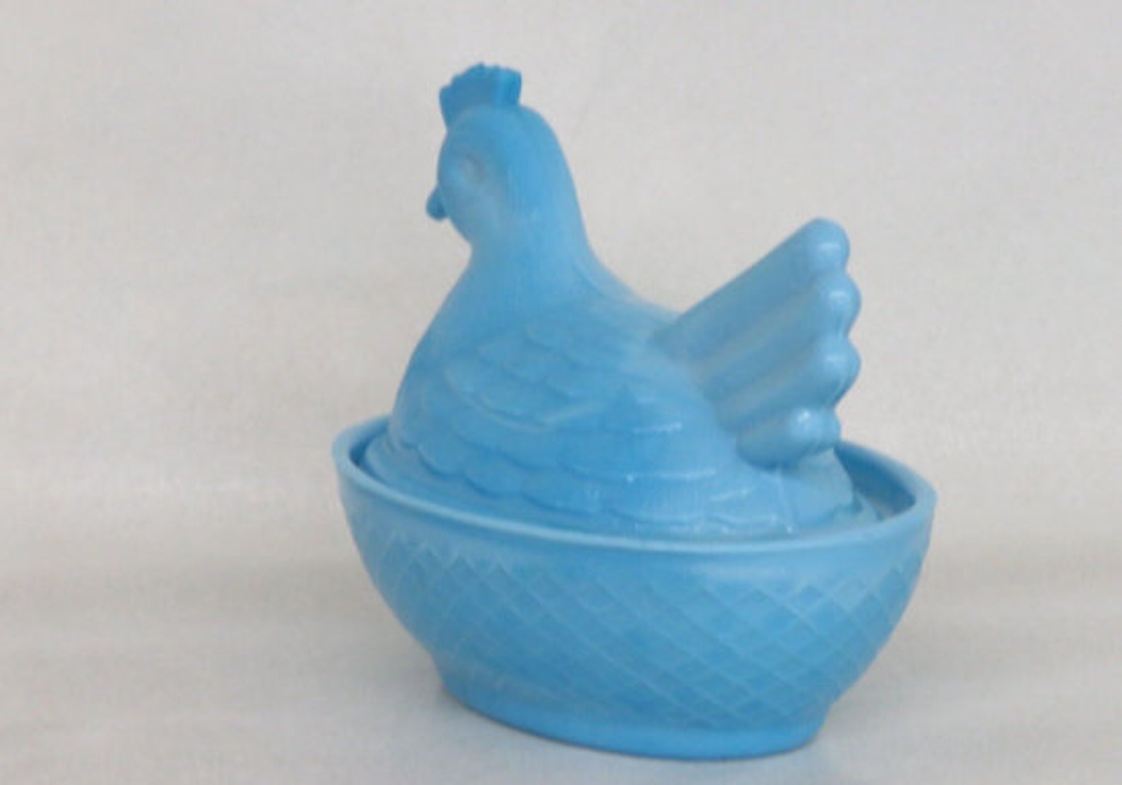 Blue Slag Glass Chicken Hen on Nest Small Covered Dish 2914B - Etsy