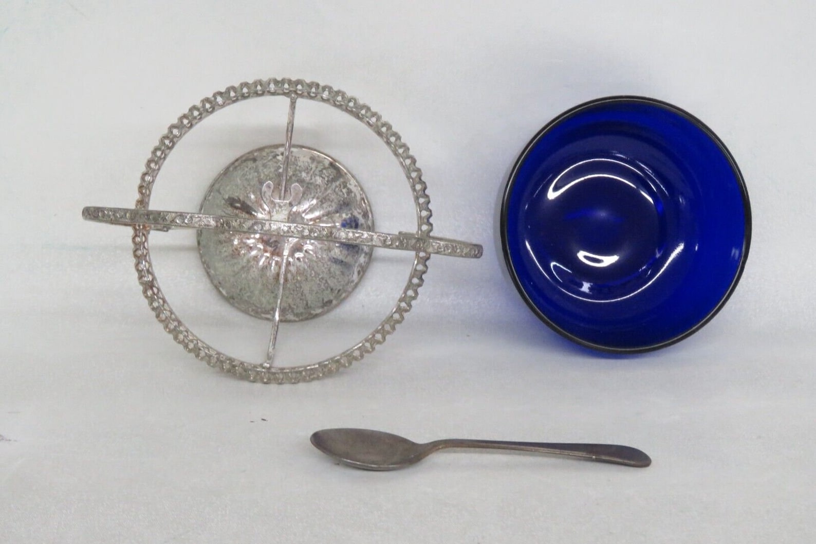 Mayell and Co Queen Anne Silver Plated Blue Jam Sugar Bowl Dish and ...