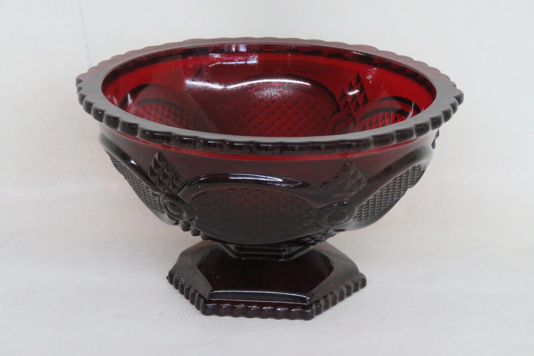 Avon Cape Cod Collection Ruby Red Footed Candy Bowl Dish 4202B - Etsy