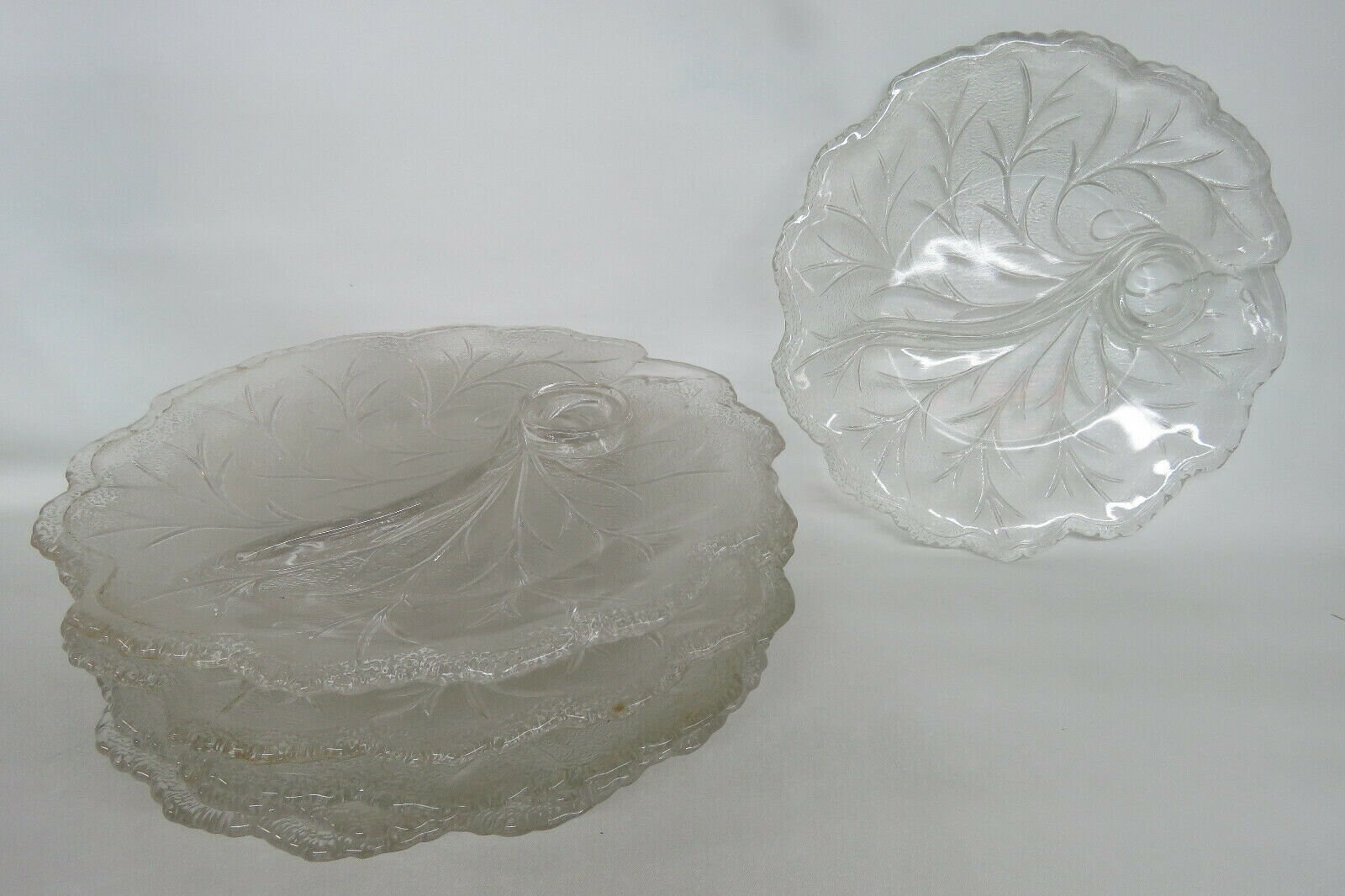 Indiana Pebble Leaf Style Clear Glass Set of 6 Divided Snack | Etsy