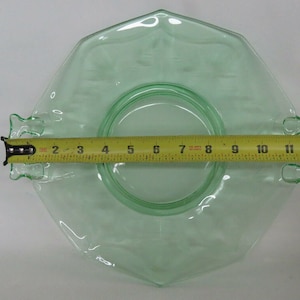 Green Etched Depression Glass Octagon Serving Dish Tray With Handles ...