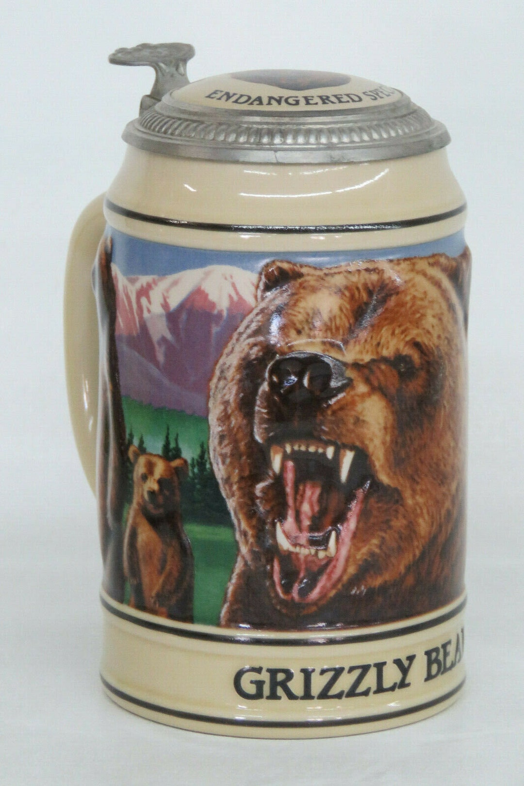Budweiser American Grizzly Bear Endangered Species Ceramarte Beer Stein ...