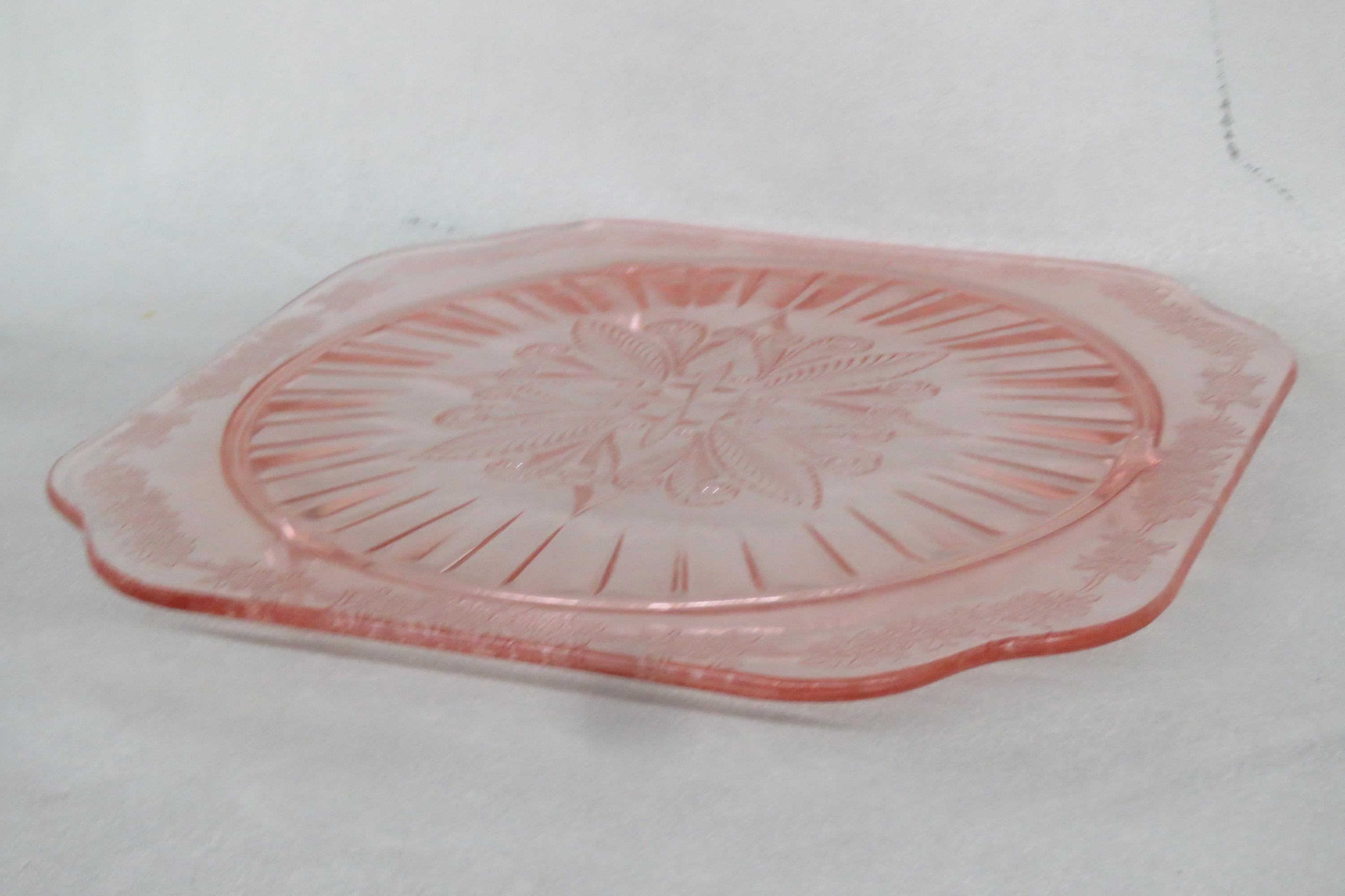Jeannette Glass ADAM Pink Depression Glass Footed Cake Plate 4376B - Etsy