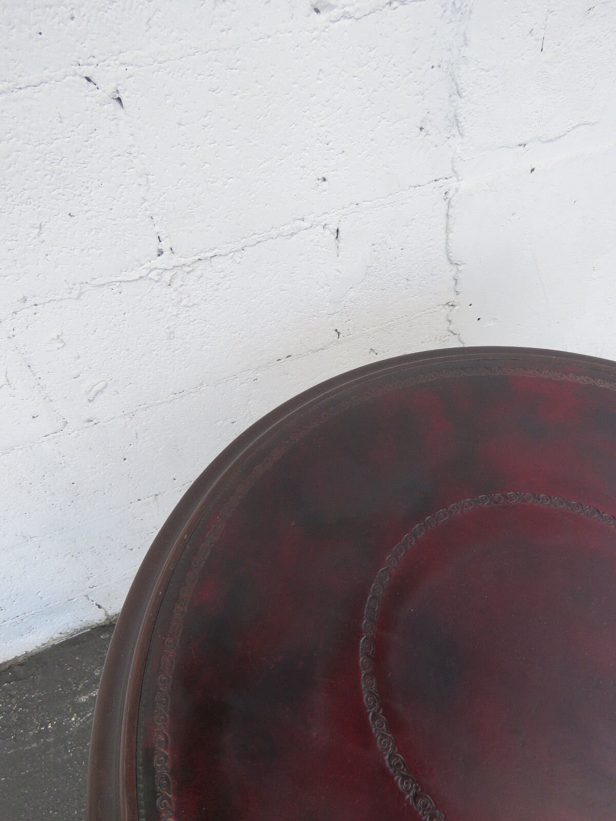 Mahogany Carved Round Leather Top Side Center Table 9139 | Etsy