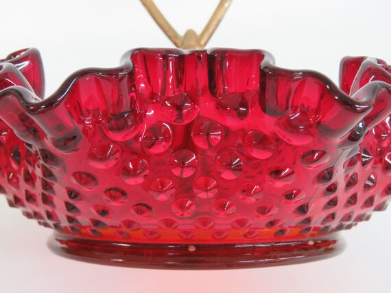 Glass Sculptures & Figurines Vintage Fenton Ruby Red Hobnail Bowl ...