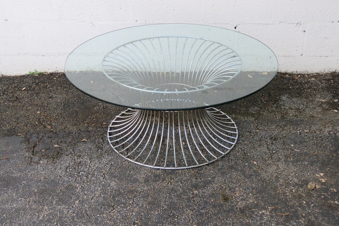 Mid Century Modern Wire Chrome Glass Top Coffee Table 5008 SHIPPING NOT ...