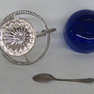 Mayell and Co Queen Anne Silver Plated Blue Jam Sugar Bowl Dish and ...