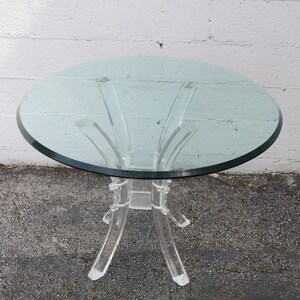 Hollywood Regency Lucite Base and Round Glass Top Dinette Table 5483 ...