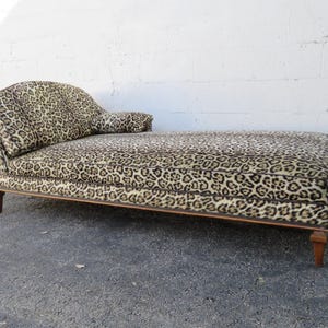 French Leopard Print Long Wide Fainting Couch Chaise Lounge 5538 ...