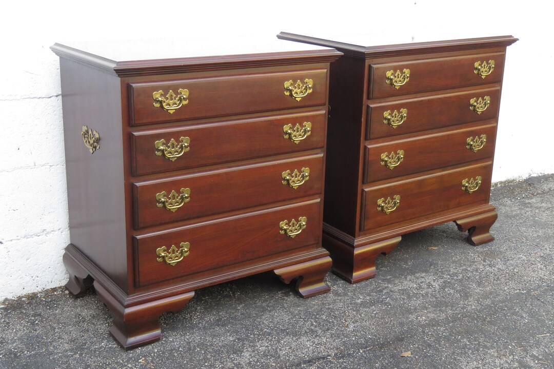 Ethan Allen Cherry Large Nightstands End Side Bedside Tables a Pair ...