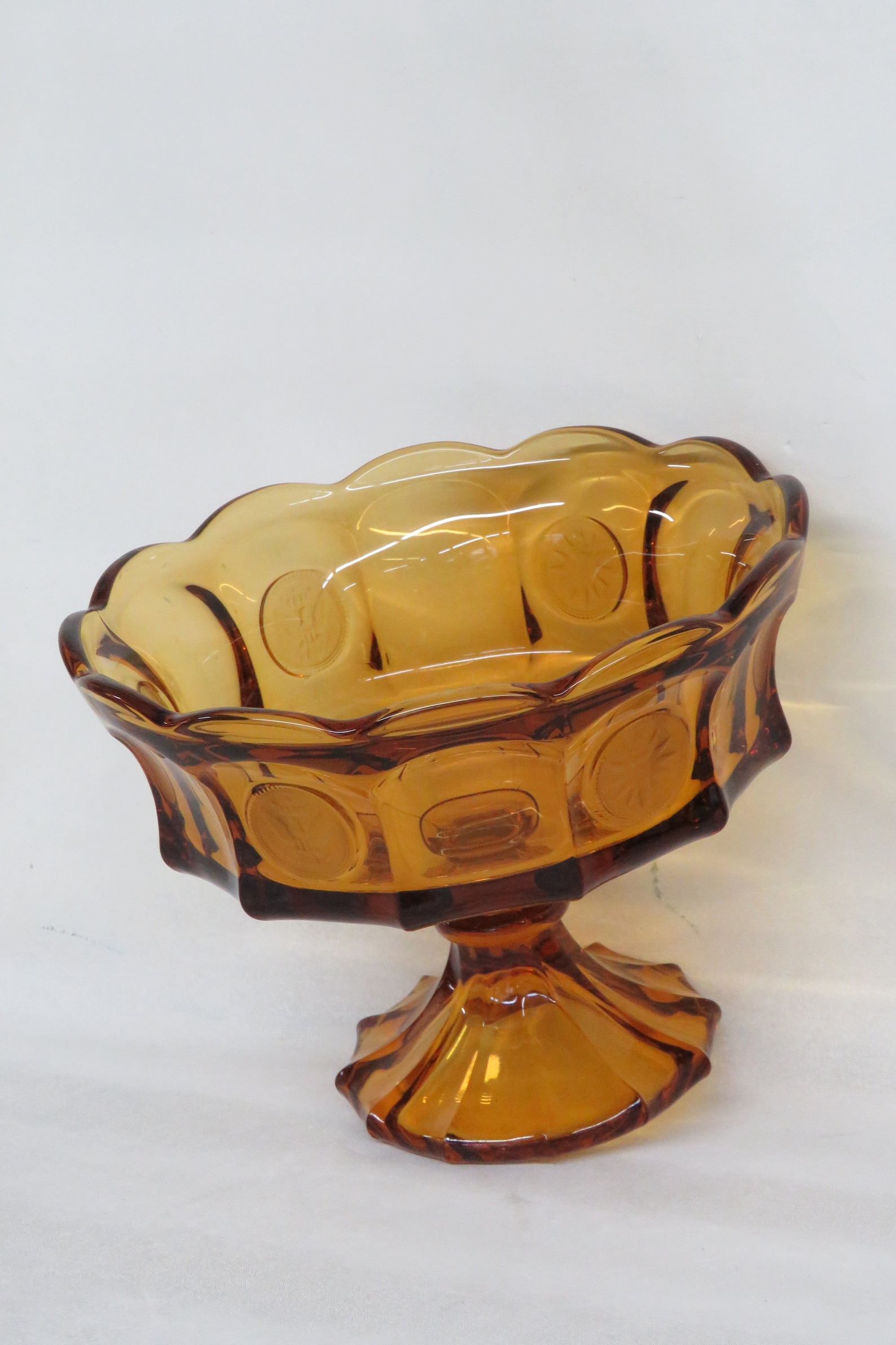 Fostoria Coin Glass Amber Color Large Footed Compote Fruit Bowl 3856B ...