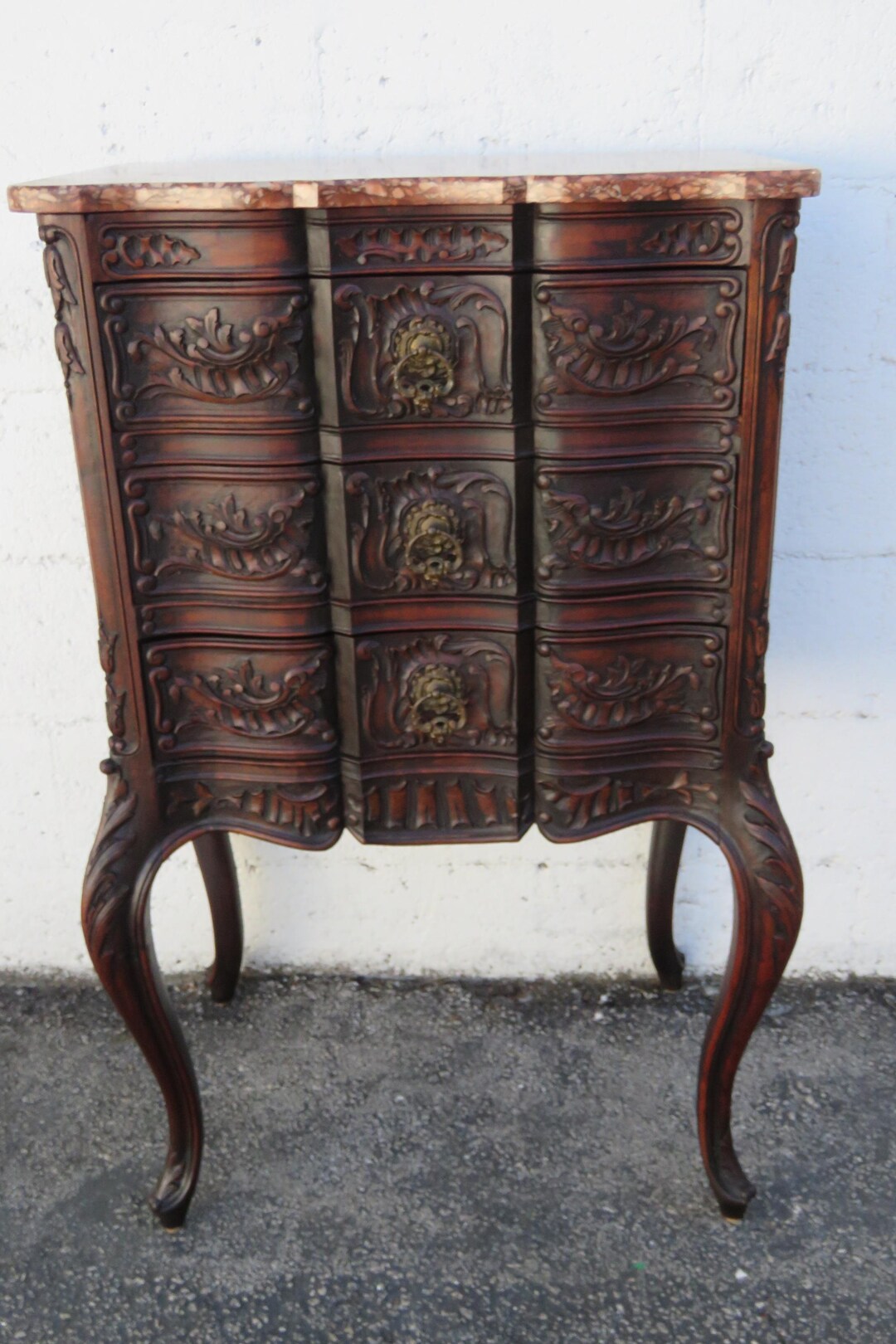 French M Singer Heavy Carved Marble Top Silver Chest 5843 SHIPPING NOT ...