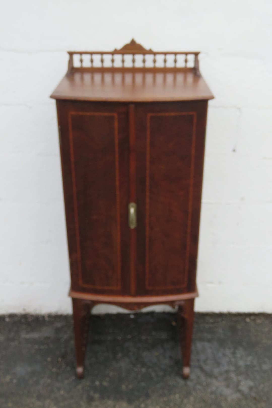 Late 1800s Victorian Inlay Carved Storage Bookcase Music Record Cabinet ...