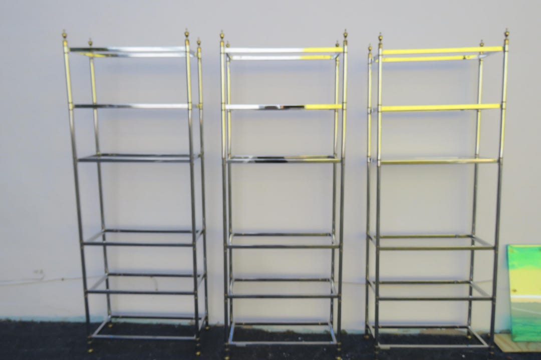 Boeing Company Chrome and Glass Display Shelving Etageres Set of Three ...