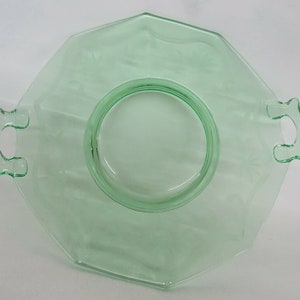 Green Etched Depression Glass Octagon Serving Dish Tray With Handles ...