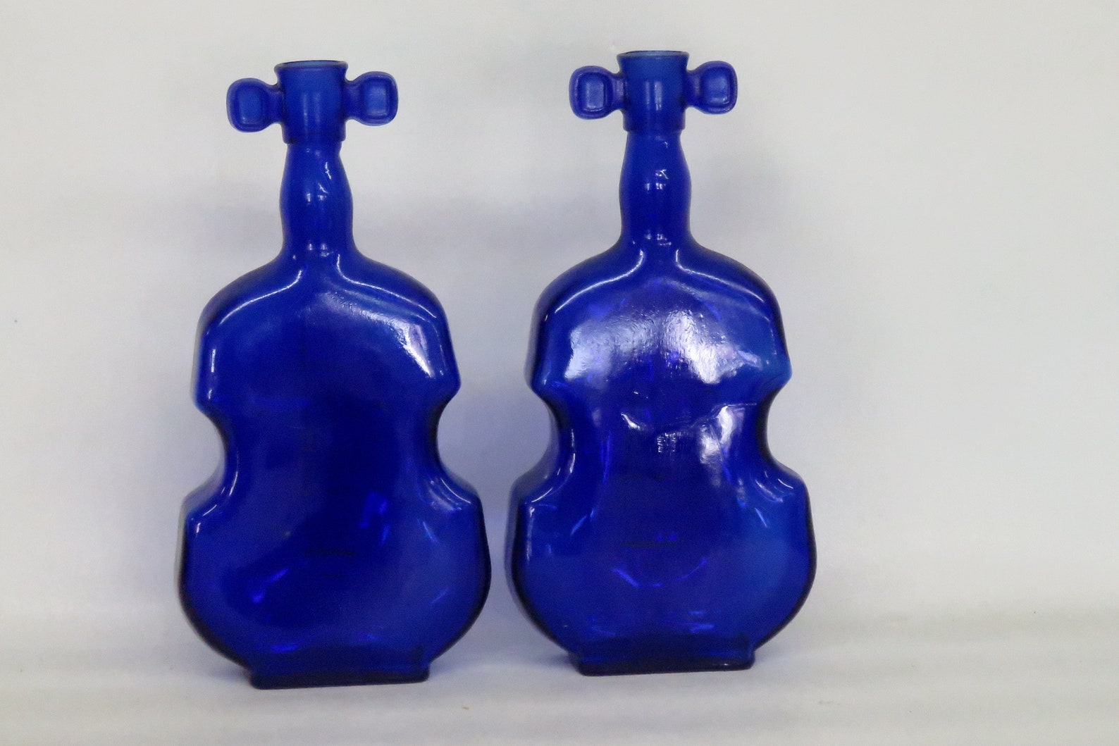 Violin Shape Bottles Decanters Vases Vintage Cobalt Blue Glass - Etsy