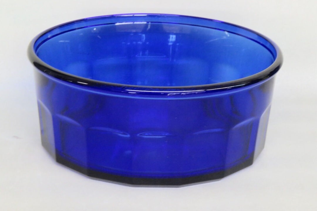 Arcoroc France Cobalt Blue Large Glass Serving Bowl Casserole Dish