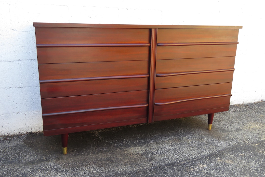 Gibbard Mid Century Modern 6 Drawers Low Dresser Bathroom Vanity 5360 ...