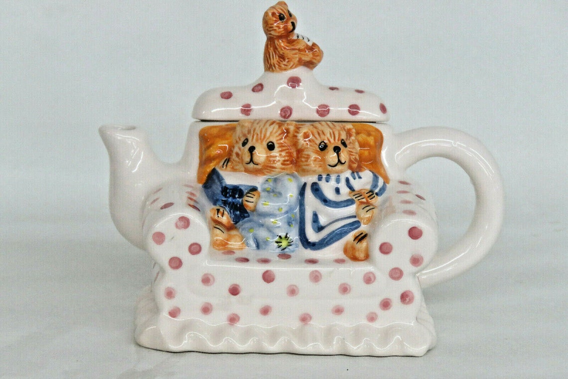 Tea Nee Sitting Pretty Teddy Bear Collection Vintage Teapot - Etsy