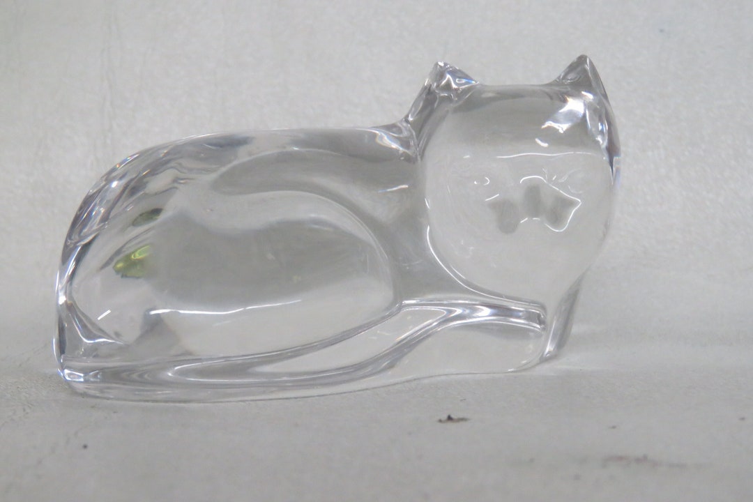 Val St Lambert De Sousa Crystal Glass Cat Figurine Paperweight 3923B - Etsy