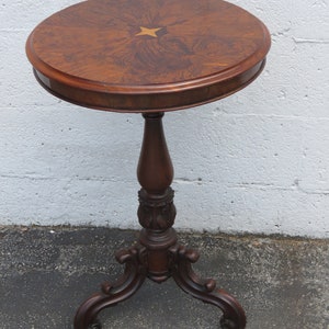 Early Victorian 1880s Inlay Round Pedestal Side End Table 5425 SHIPPING ...