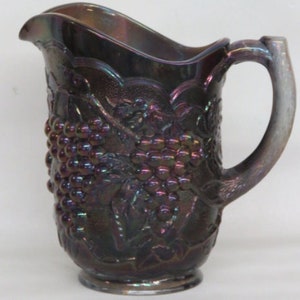 Imperial Grape Style Carnival Glass Amethyst Water Lemonade Pitcher ...