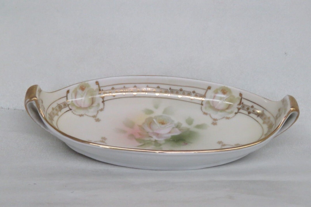 Royal Rudolstadt Prussia Porcelain White Roses Small Serving Tray Dish ...