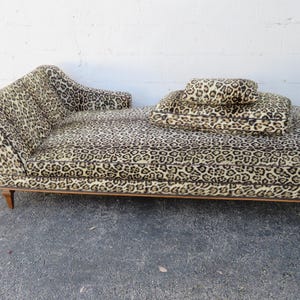 French Leopard Print Long Wide Fainting Couch Chaise Lounge 5538 ...
