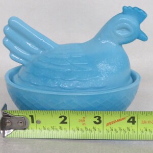 Blue Slag Glass Chicken Hen on Nest Small Covered Dish 2914B - Etsy